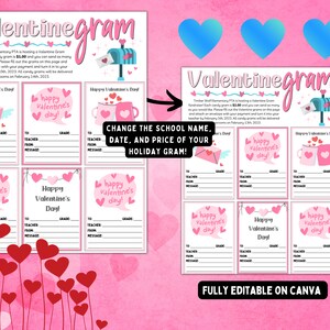 PTA PTO Valentine's Day Candy Gram School Fundraiser Flyer Template ...