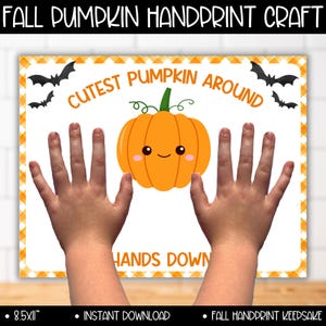Halloween Pumpkin Handprint Craft, Autumn Crafts for Kids, Toddler ...