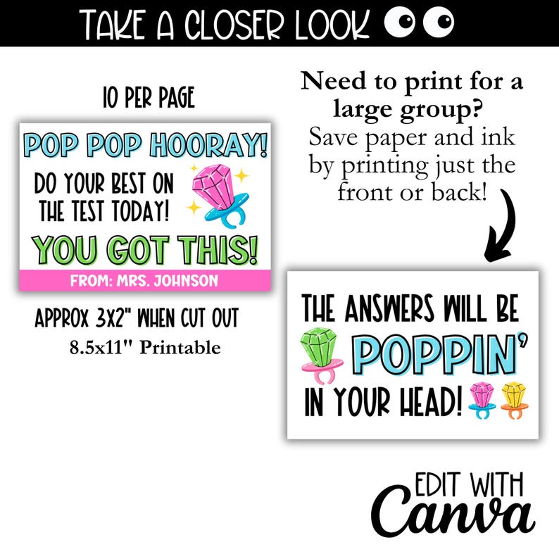 Testing Day Lolli Pop Treat Tag, Student School Test You Got This Snack ...