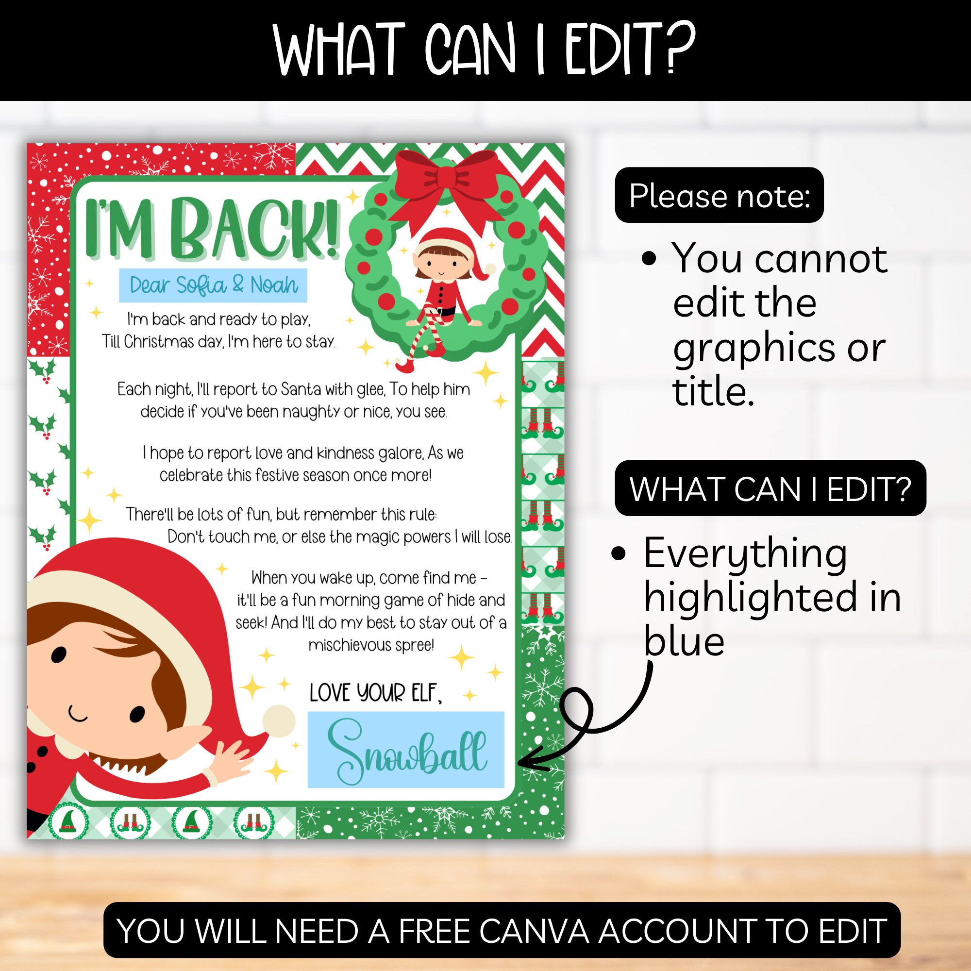 Elf Arrival Hello Letter, Elf I'm Back Letter, Hello From Christmas Elf ...