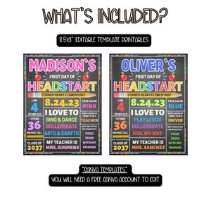 First Day of Headstart Sign Printable, First Day of Headstart School ...