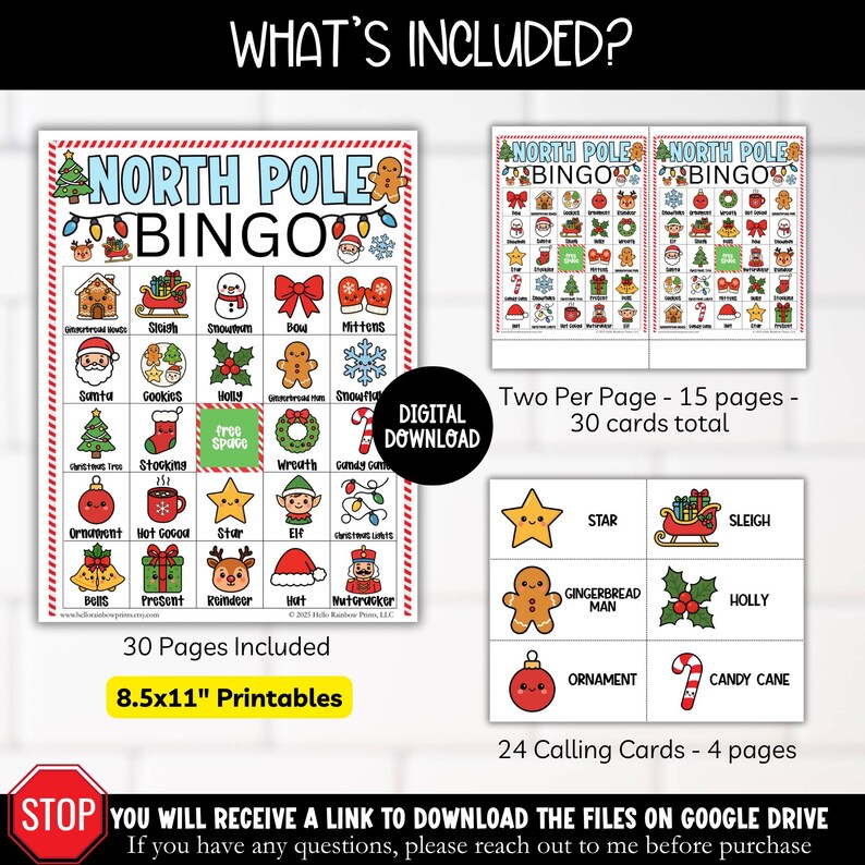 Christmas BINGO Game for Kids, North Pole Elf Classroom Bingo Group ...