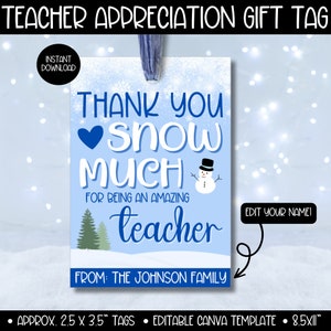 Blue Teacher Christmas Gift Tag Card, PTA Male Teacher Staff ...