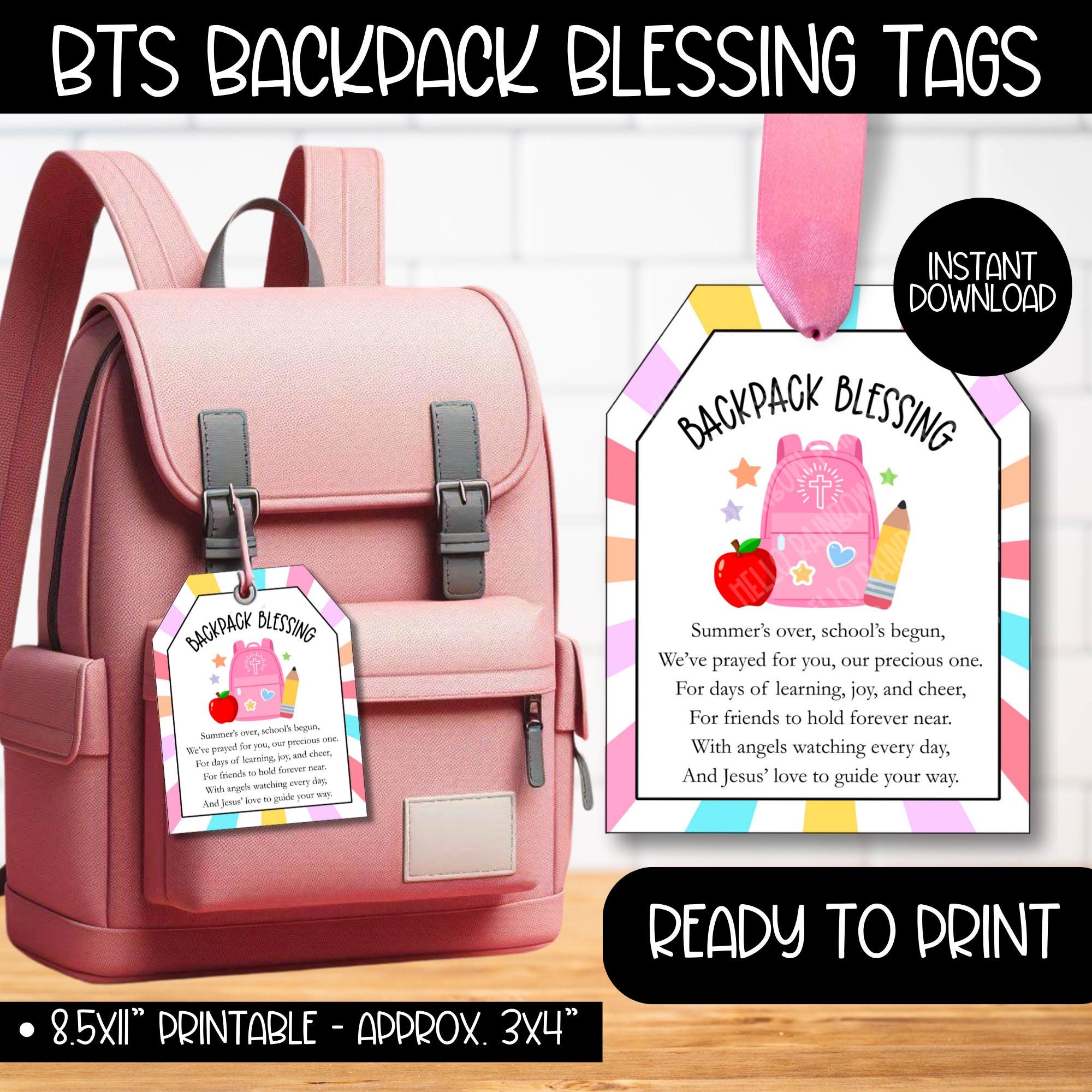 Christian Backpack Blessing Prayer Tag Cards, Sunday School Craft Tags ...