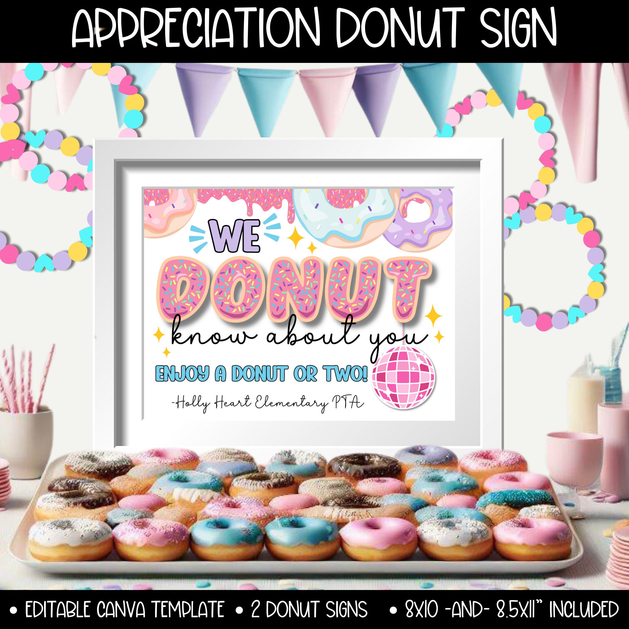 Teacher Staff Appreciation Week Donut Breakfast Sign Printable, Pop ...