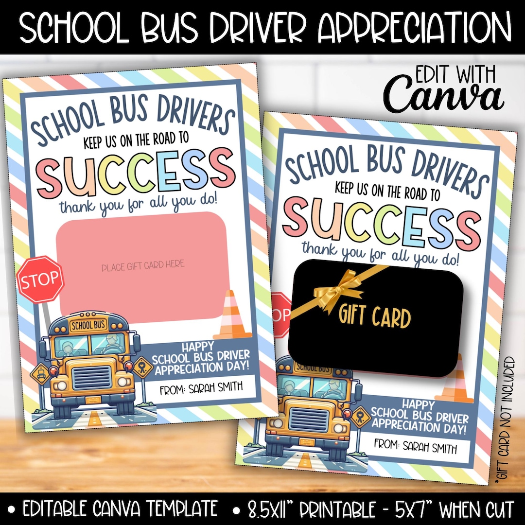 School Bus Driver Appreciation Gift Card Holder, Busdriver Safety Week ...