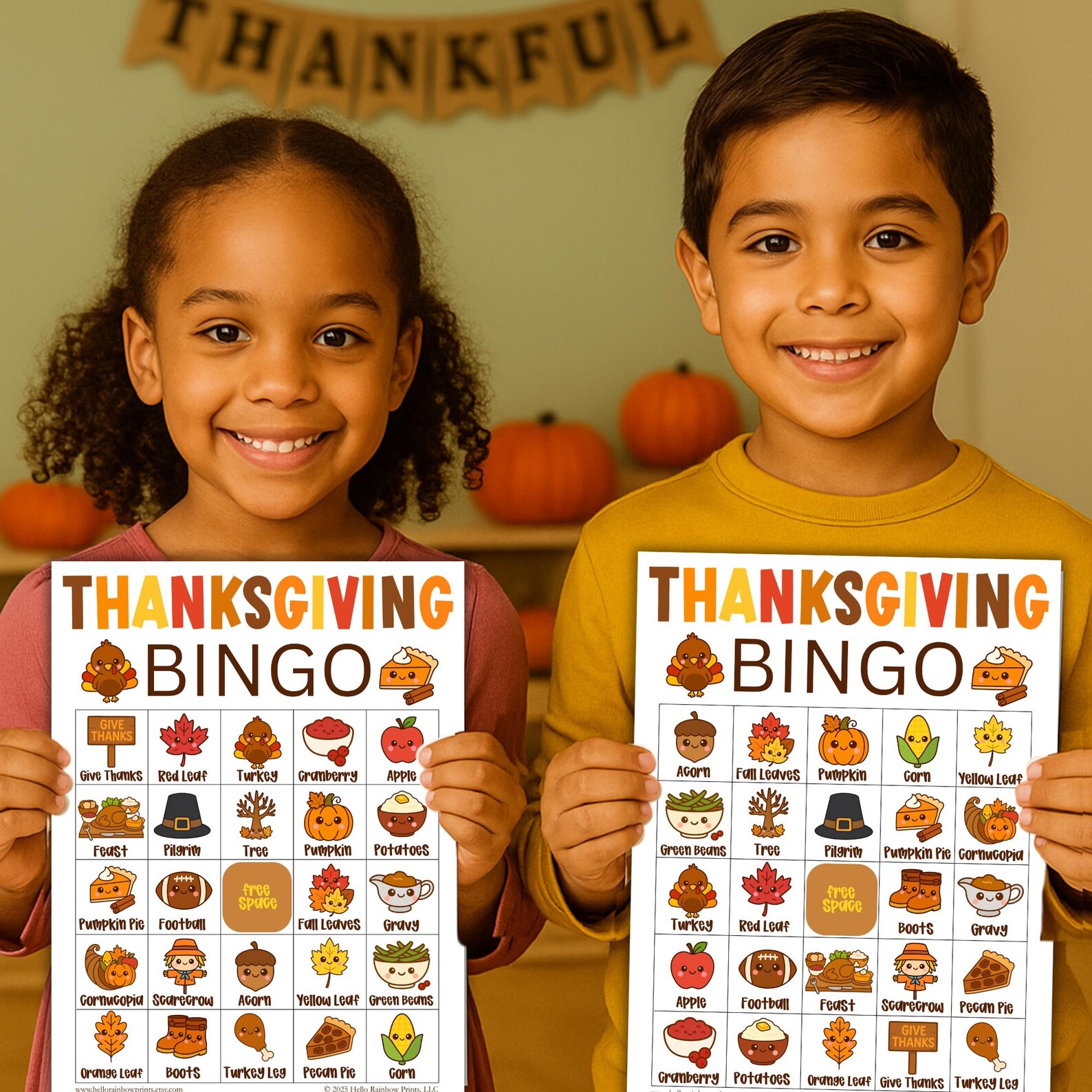 Thanksgiving Turkey BINGO Game for Kids, Thankful Classroom Bingo Group ...
