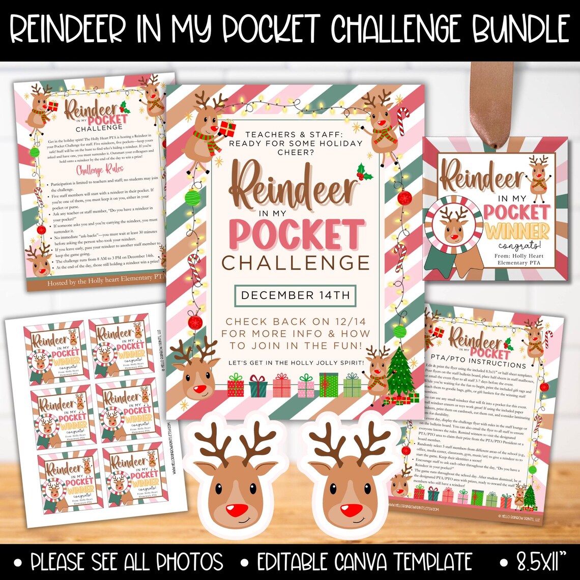 Holiday Christmas Teacher Appreciation Flyer Template, Santa Reindeer ...