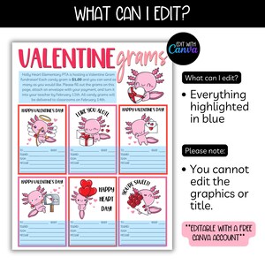 Valentine's Day Axolotl Candy Gram Lollipop Tag Holder, Printable PTA ...