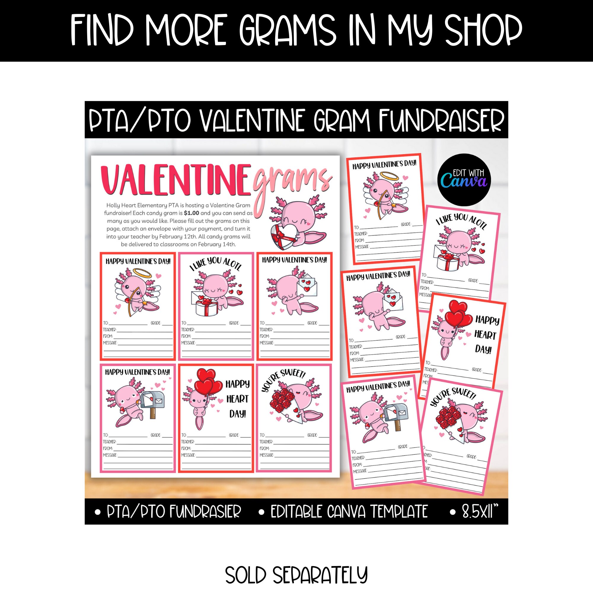 Valentine's Day Fundraiser Flyer Forms Tag Template PTA PTO Fundraising ...