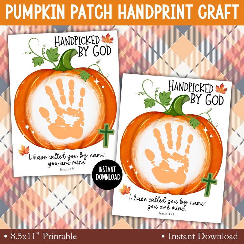 Thanksgiving Pumpkin Christian Handprint Craft, Church Bible Verse Fall ...