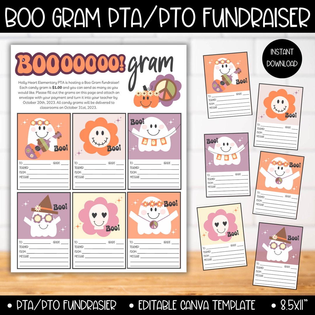 Halloween Boo Candy Gram Fundraiser Flyer Tags, Boo Bag PTA PTO Flyers ...
