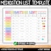 Medication Supplement List Tracker Log Chart Printable Template ...
