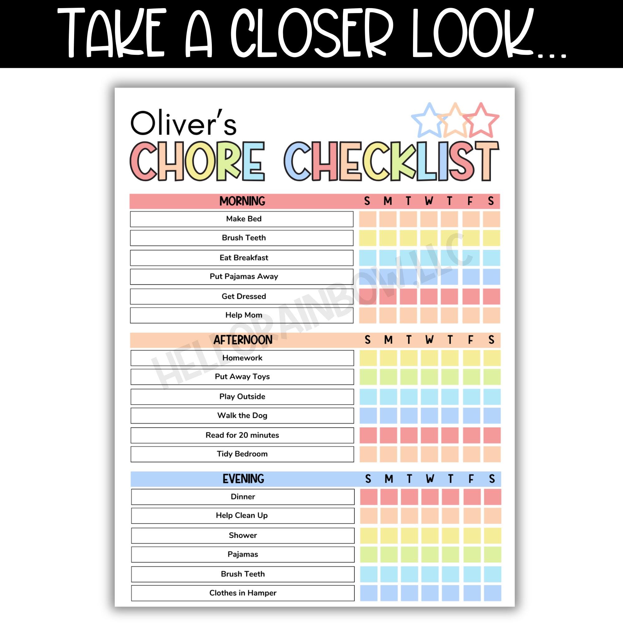 Editable Weekly Kids Chore Chart Printable, Kid to Do List, Daily ...