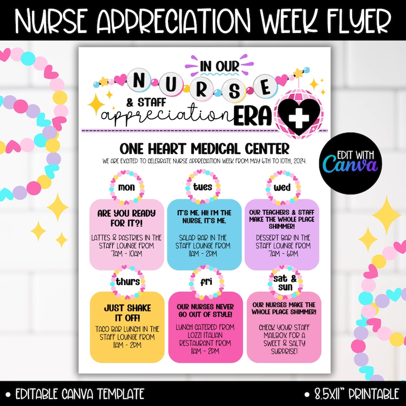 Nurses Week Eras Template - Etsy