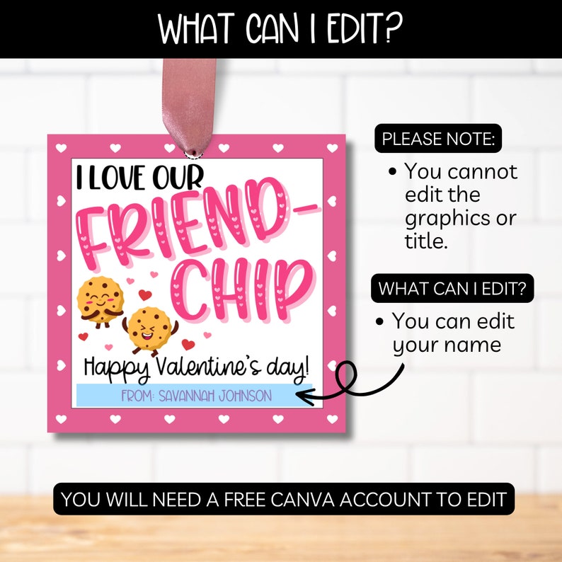 Valentine's Day Chocolate Chip Cookie Treat Goodie Tags Kids, Pink Boys ...