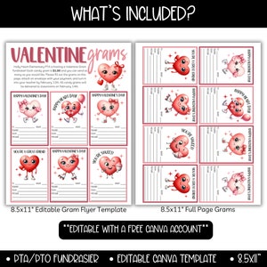 Valentine's Day Candy Gram Pink Red Heart Lollipop Editable Fundraiser ...