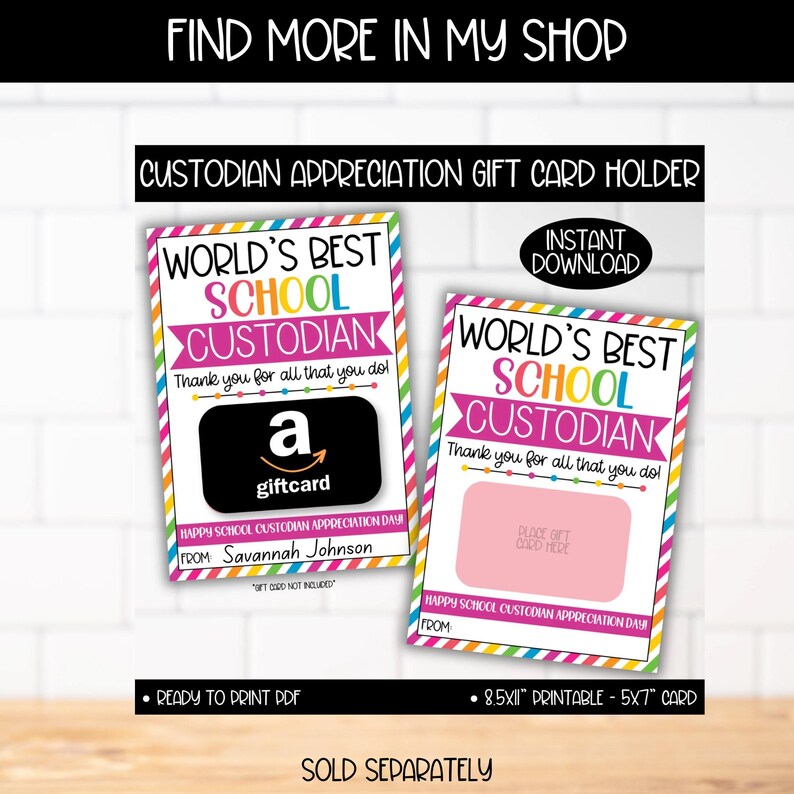 Custodians Appreciation Day Gift Tags, PTA PTO Gifts, World's Best ...