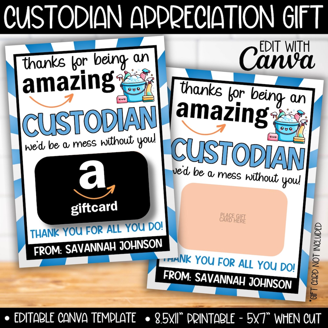 Custodians Appreciation Day Gift Card Holder, PTA PTO Best School ...