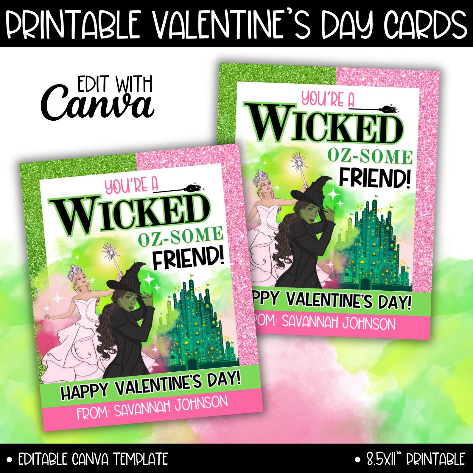 Wicked Valentine's Day Cards Template, Wizard of Oz Valentine Card Tags ...