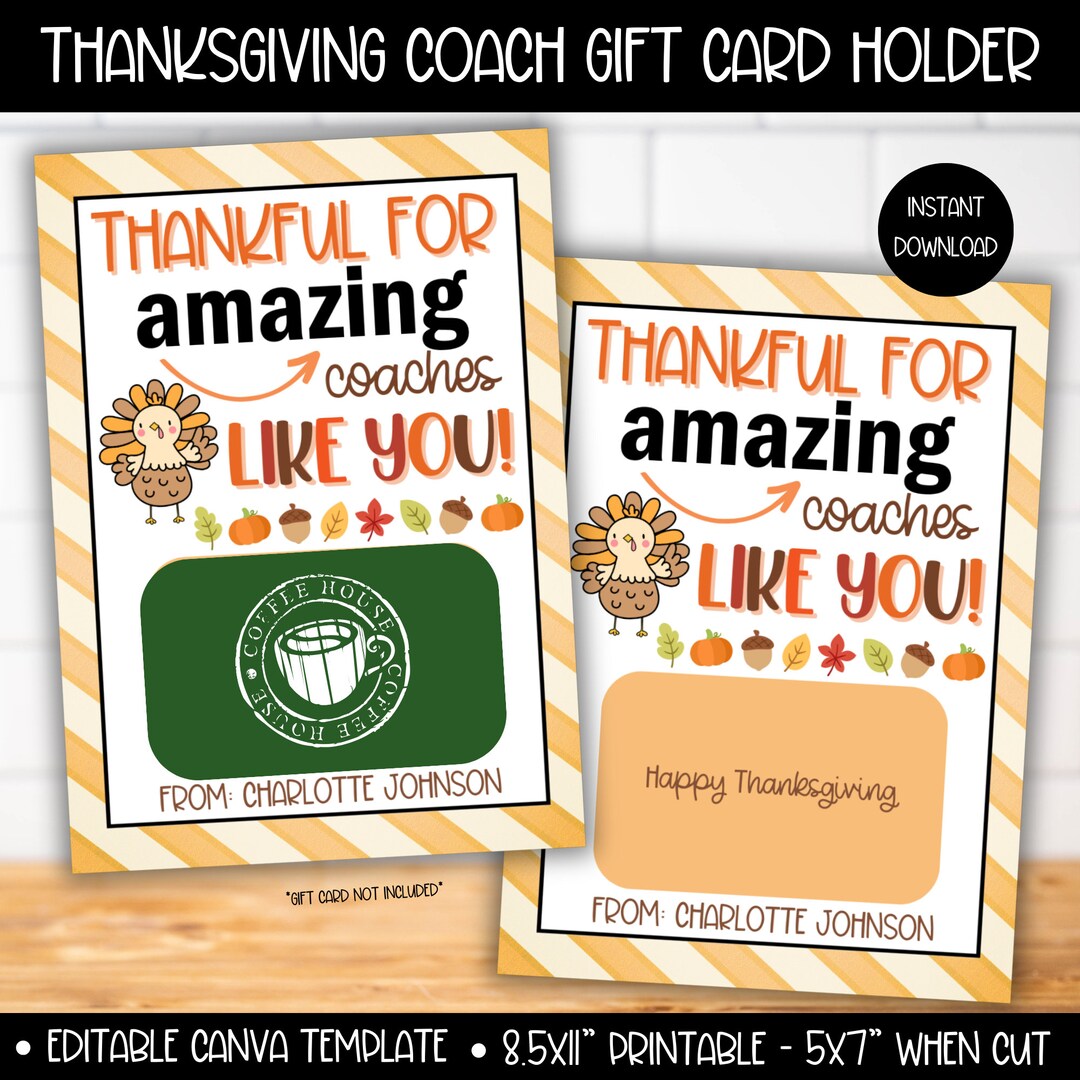 Thanksgiving Coach Gym Teacher Gift Card Holder, Fall Coach PE Teacher ...