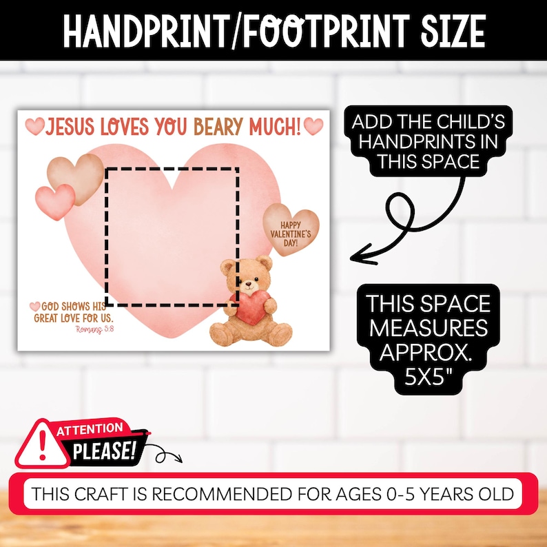 Jesus Loves You Beary Much Handprint Craft, Christian Valentine Teddy ...