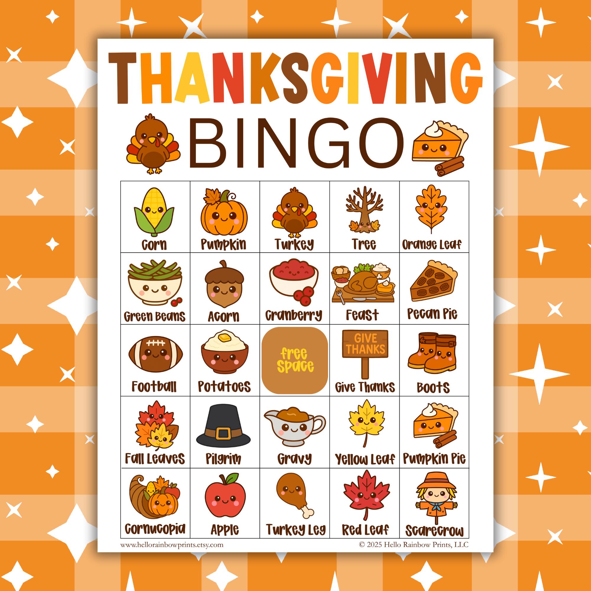 Thanksgiving Turkey BINGO Game for Kids, Thankful Classroom Bingo Group ...