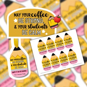 1st Day Teacher Coffee Gift Tag, Back to School Pencil Tag, First Day ...