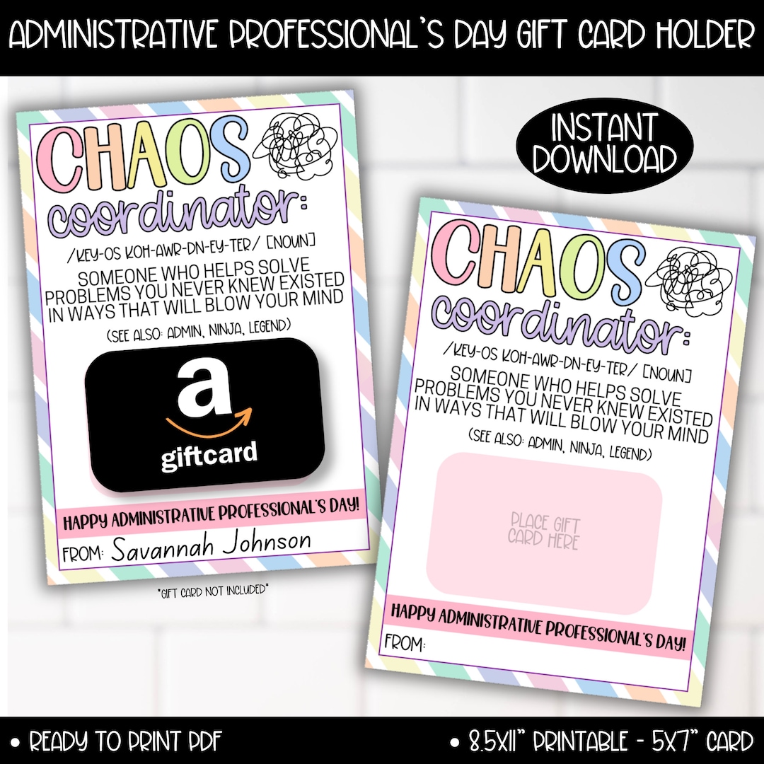Chaos Coordinator Administrative Assistant Gift Card Holder, Funny ...