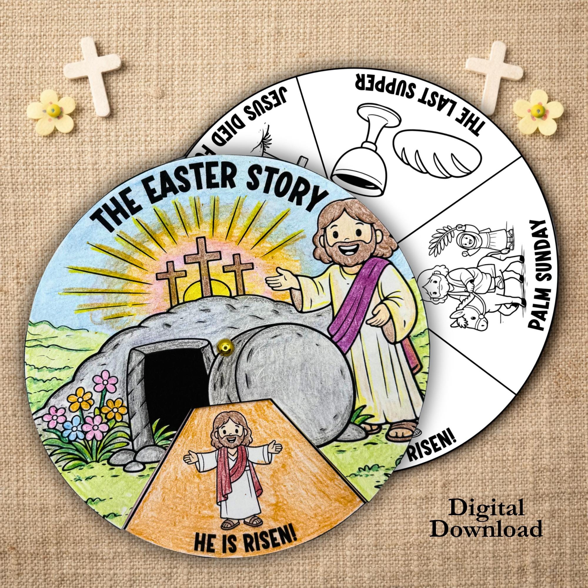 Easter Story Spinner Craft Printable, Bible Faith-based Activity Wheel ...
