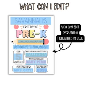 First Day of Pre-k Sign Printable, First Day of Pre-k3 Pre-k4 School ...