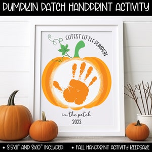 Pumpkin Handprint Printable Art Craft, Homeschool Craft, Kids Fall Art ...