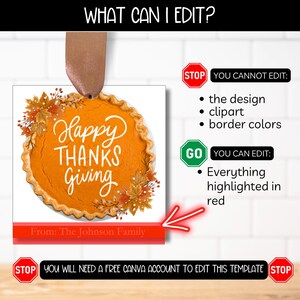 Editable Thanksgiving Treats Gift Tags for Kids Teachers Employees ...