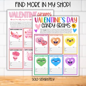 Valentine's Day Candy Gram Pink Red Heart Lollipop Editable Fundraiser ...