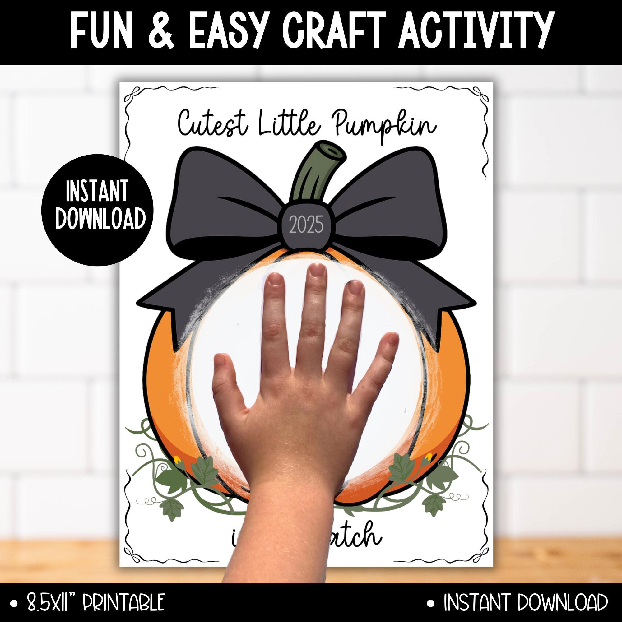 Pumpkin Patch Fall Handprint Craft Printable 2025, Halloween Bow ...