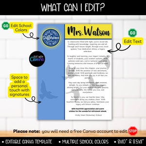 Teacher Retirement Poem Party Gift Template, Retire Elementary Middle ...