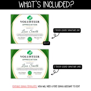 Girl Scout Volunteer Appreciation Certificate Editable Template, Girl ...