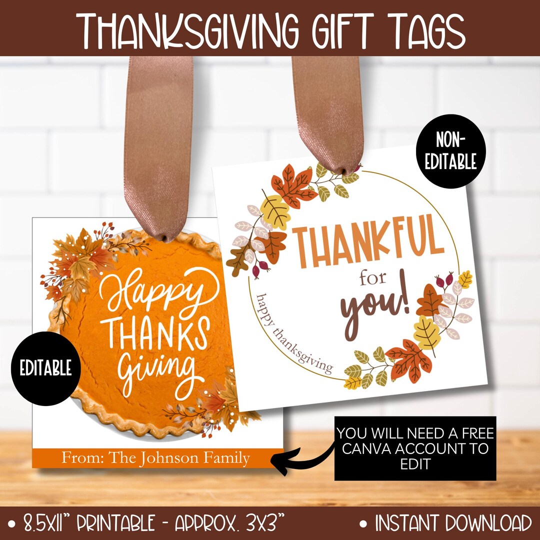 Editable Thanksgiving Pumpkin Pie Gift Tags for Teacher Coworkers ...