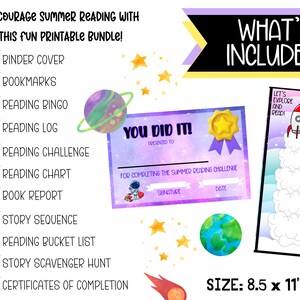 Outer Space Summer Reading Charts for Kids | Reading Reward Chart ...