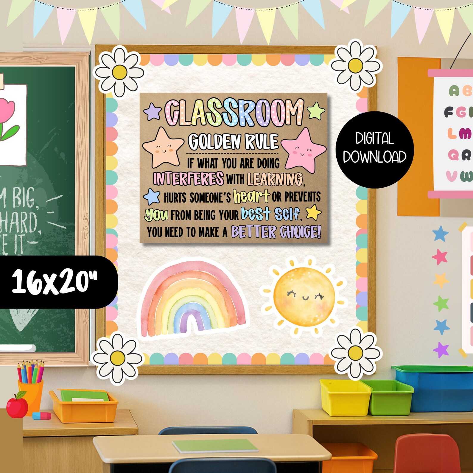 Classroom Golden Rule Behavior SEL Poster Sign Download, Aesthetic ...