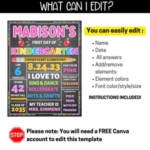 FIRST and LAST Day of School Sign Canva Template Bundle, First Day ...
