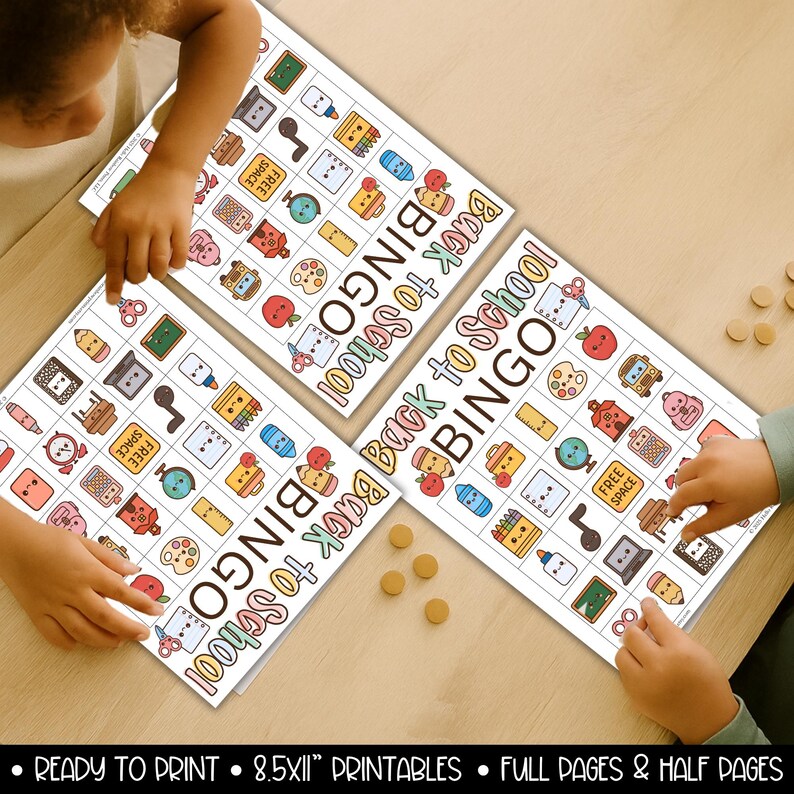 Back to School Bingo Game for Kids, Printable First Day of School Fun ...
