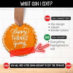 Editable Thanksgiving Pumpkin Pie Gift Tags for Teacher Coworkers ...