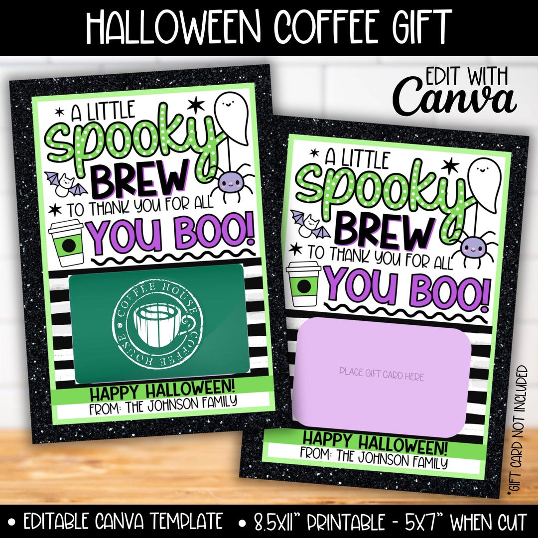 Halloween Spooky Brew Coffee Thank You for All You Boo Mug Gift Card ...