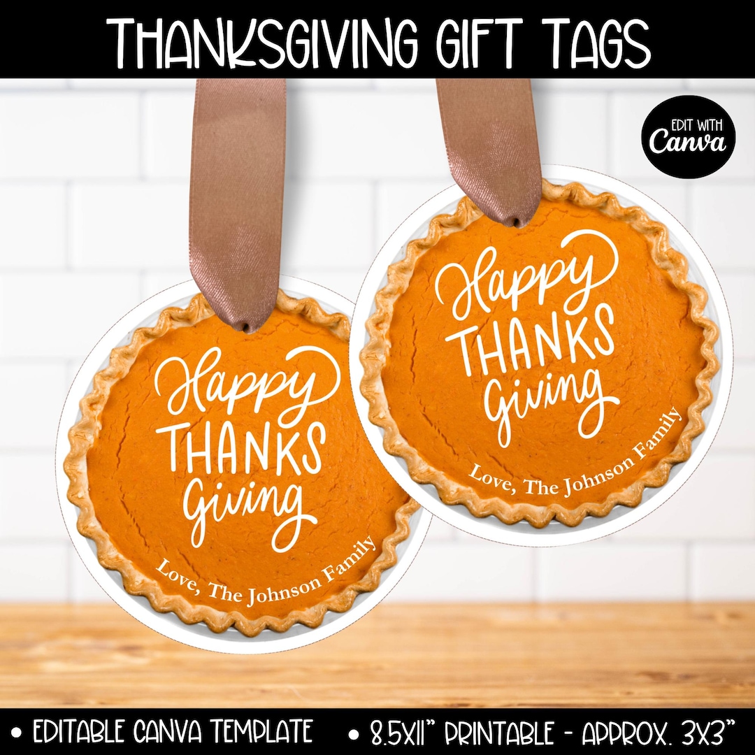 Editable Thanksgiving Round Gift Tags for Kids Teachers Employees ...