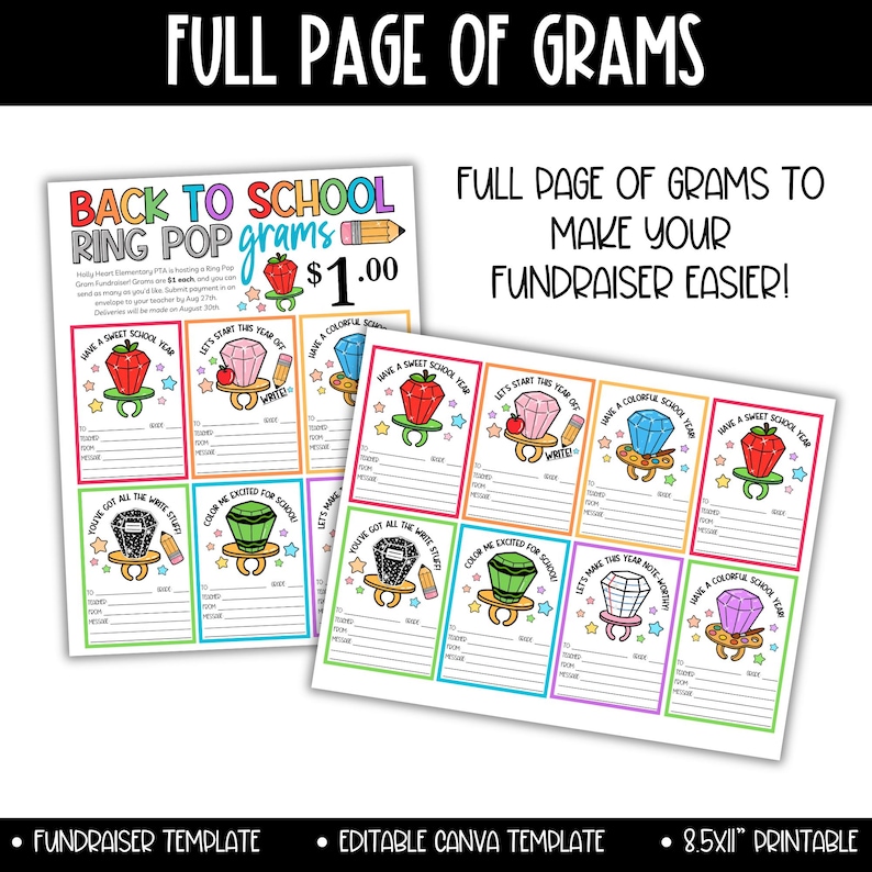 Back to School Fundraiser Flyer Canva Template, Ring Pop Lollipop ...