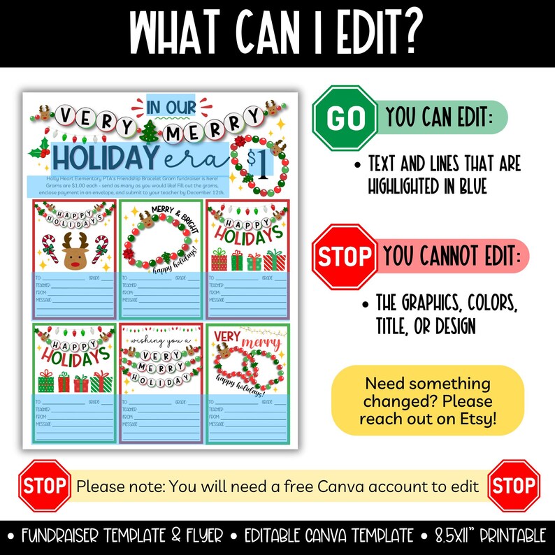 Christmas Holiday Bracelet Grams Fundraiser Flyer Template, Winter ...