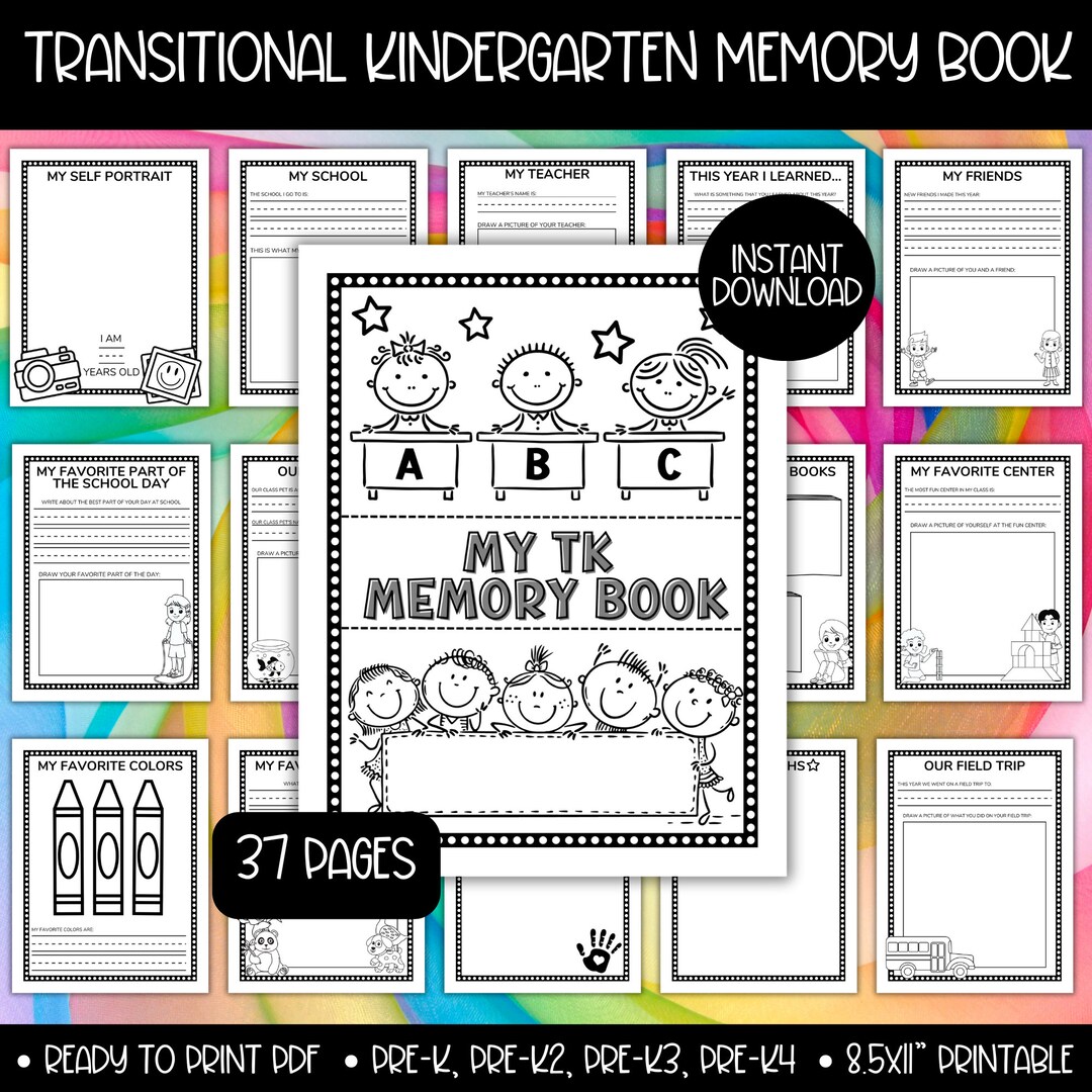 TK End of Year Memory Book Printable, Transitional Kindergarten Pre-k ...