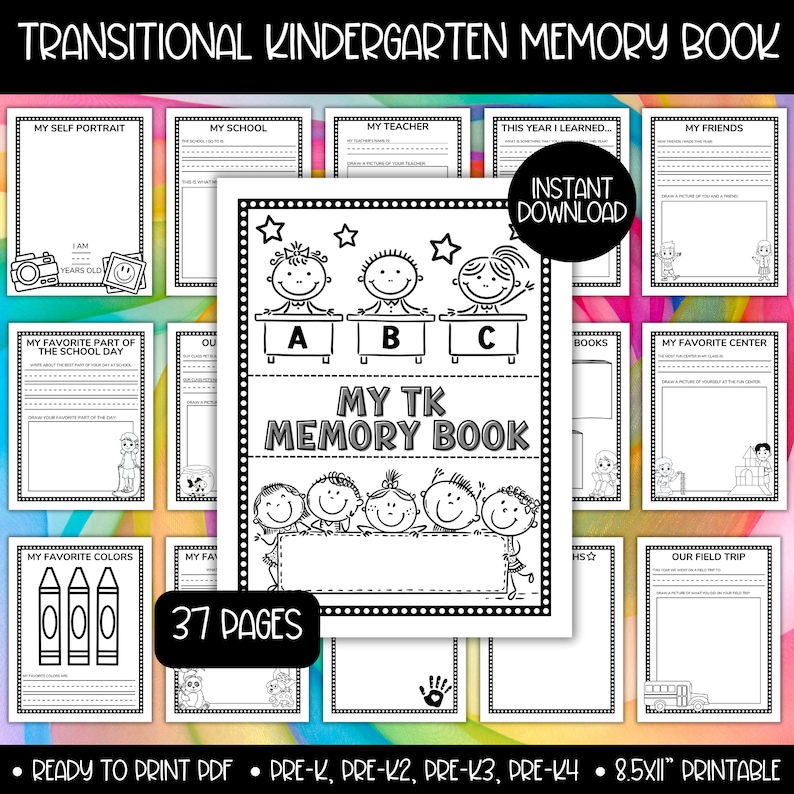 TK End of Year Memory Book Printable, Transitional Kindergarten Pre-k ...