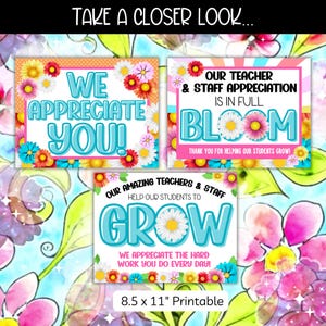 Bloom Flower Teacher Appreciation Week Theme Poster Sign Bundle, Floral ...